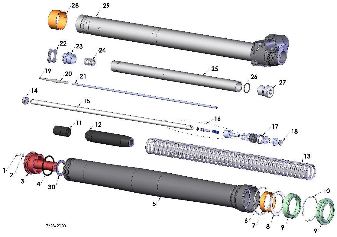 Fork - Leg Assembly - Non-Brake Side, 2024 Cobra CX65 – B's Moto Lab