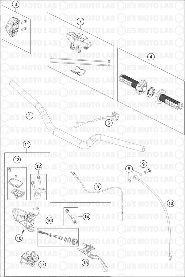 Handlebar, Controls, 65 SX 2023 – B's Moto Lab