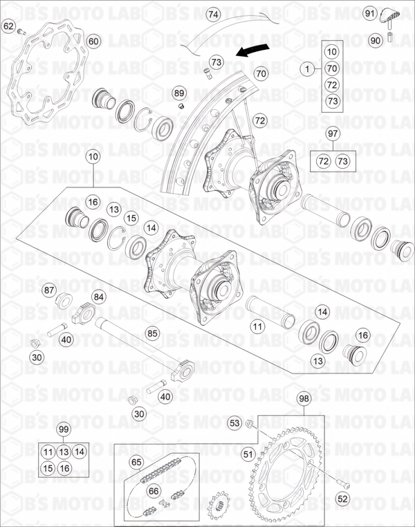 Rear Wheel, Chassis 85 SX 2023 – B's Moto Lab